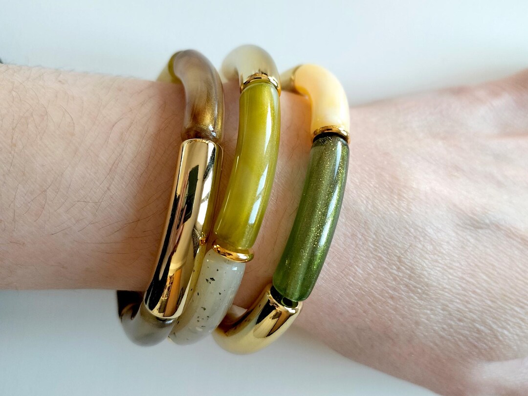 Multicolored Elastic Tube Beaded Bangle Bracelet Mix 31 - Etsy