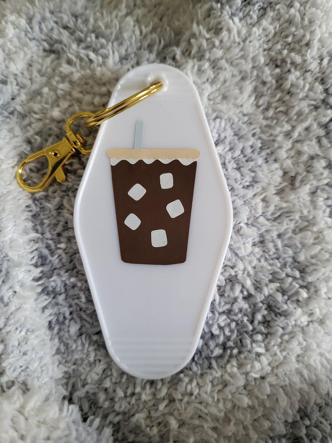 Iced Coffee - Motel Keychain - Gold Accents - Etsy