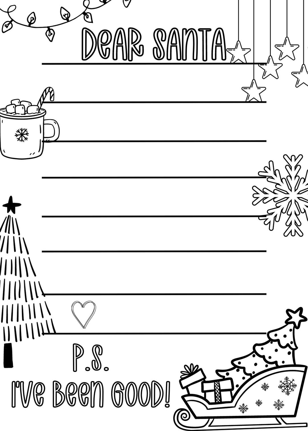 Dear Santa Printable - Christmas List - Merry Christmas - Instant ...