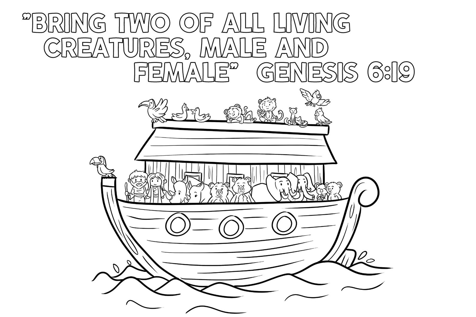 Noah's Ark Coloring Picture - Kids Coloring Page - Scripture Verse ...