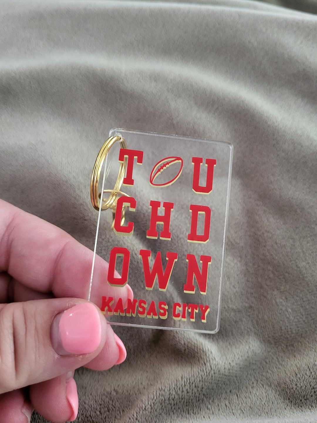 Touchdown Kansas City - Chiefs Kingdom - Acrylic Keychain - Gold Accent ...
