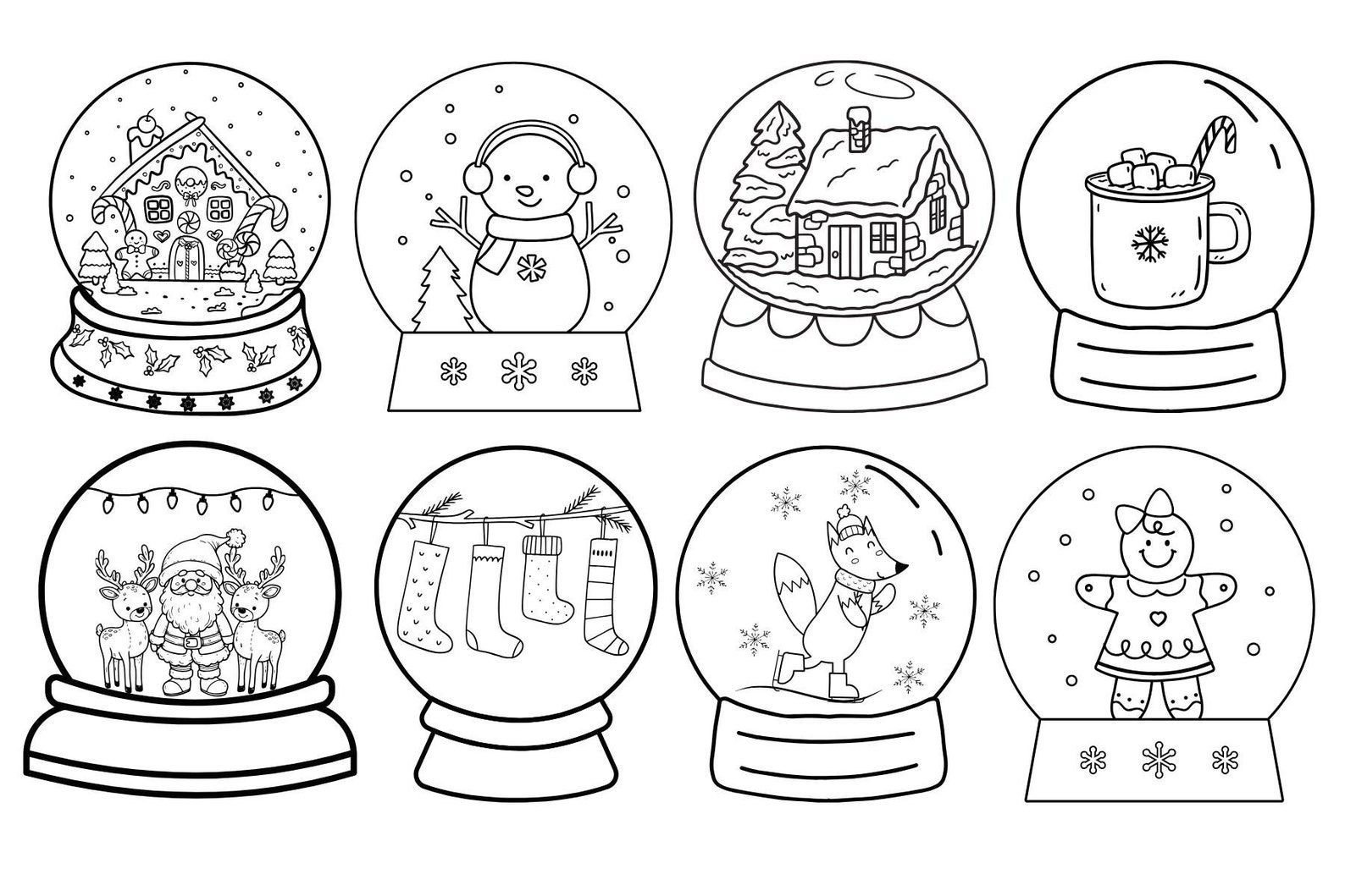 Christmas Coloring Page - Snowglobes - Snowy Days - Kids Coloring ...