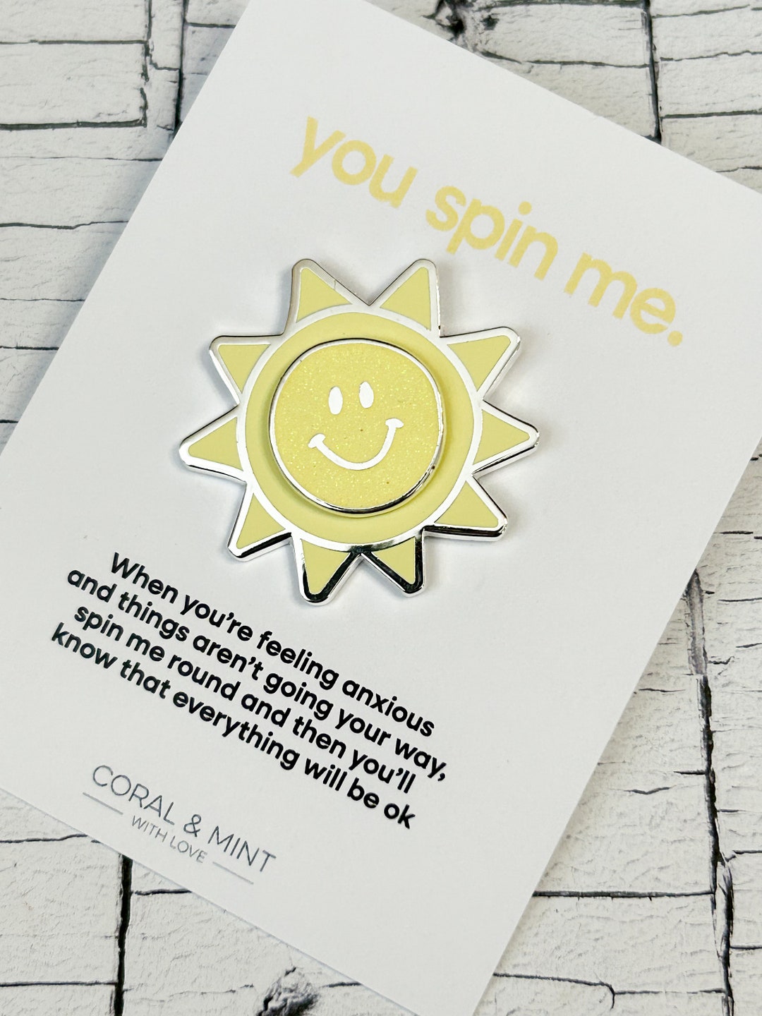 Spinning Sunshine Enamel Pin: Fidget Spinner Sun Badge - Etsy