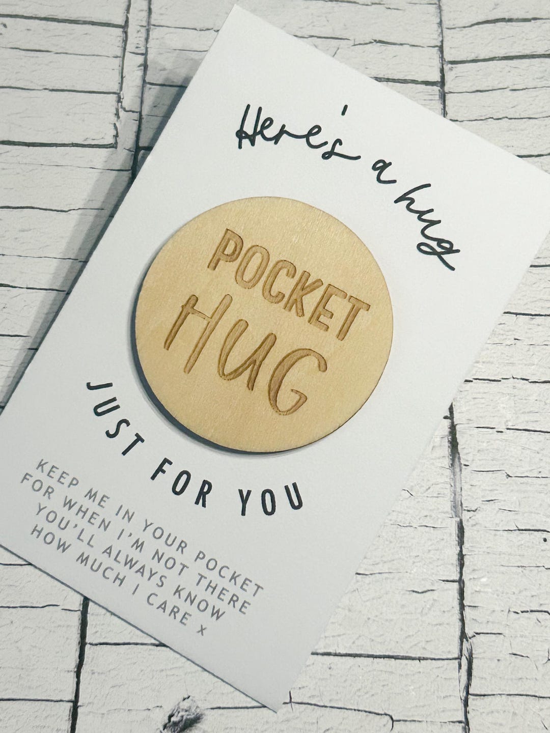 Pocket Hug, Sentiment Gift, Wooden Token - Etsy