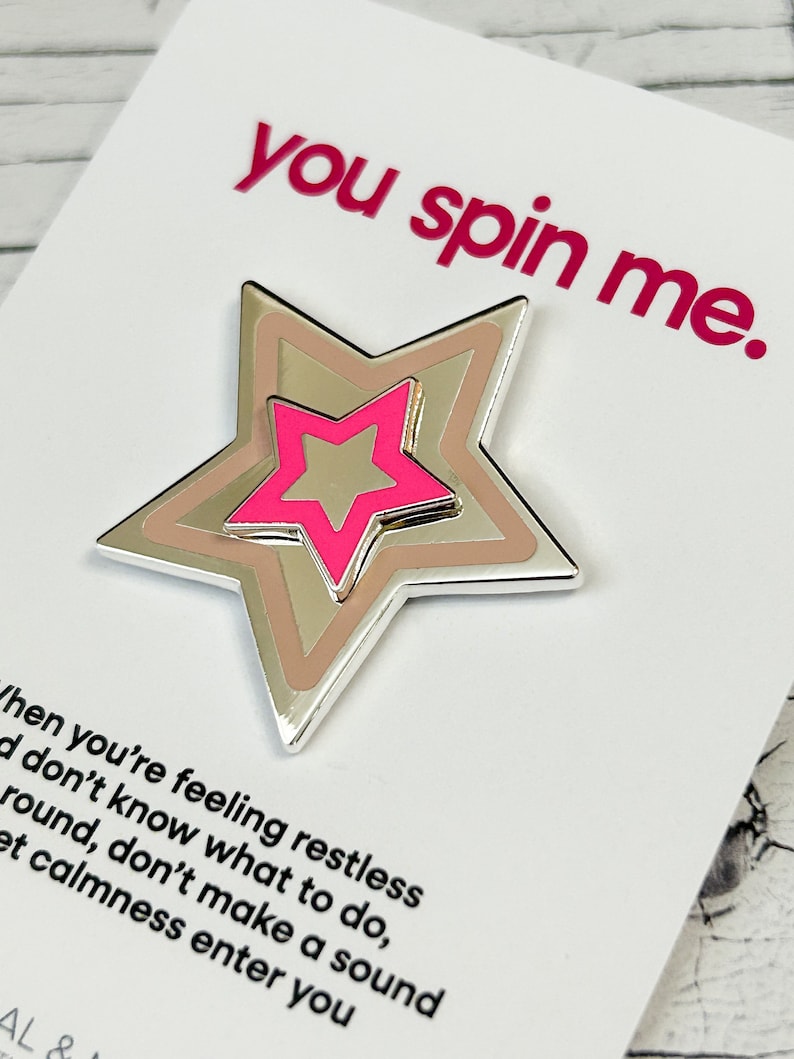 Spinning Star Enamel Pin, Fidget Spinner Badge, Star Badge, Teacher ...
