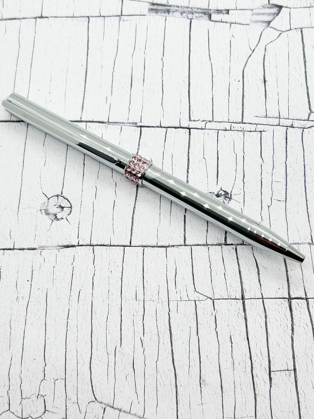 Chrome Crystal Barrel Pen, Pink Crystal Pen, Chrome Ball Point, Gift ...