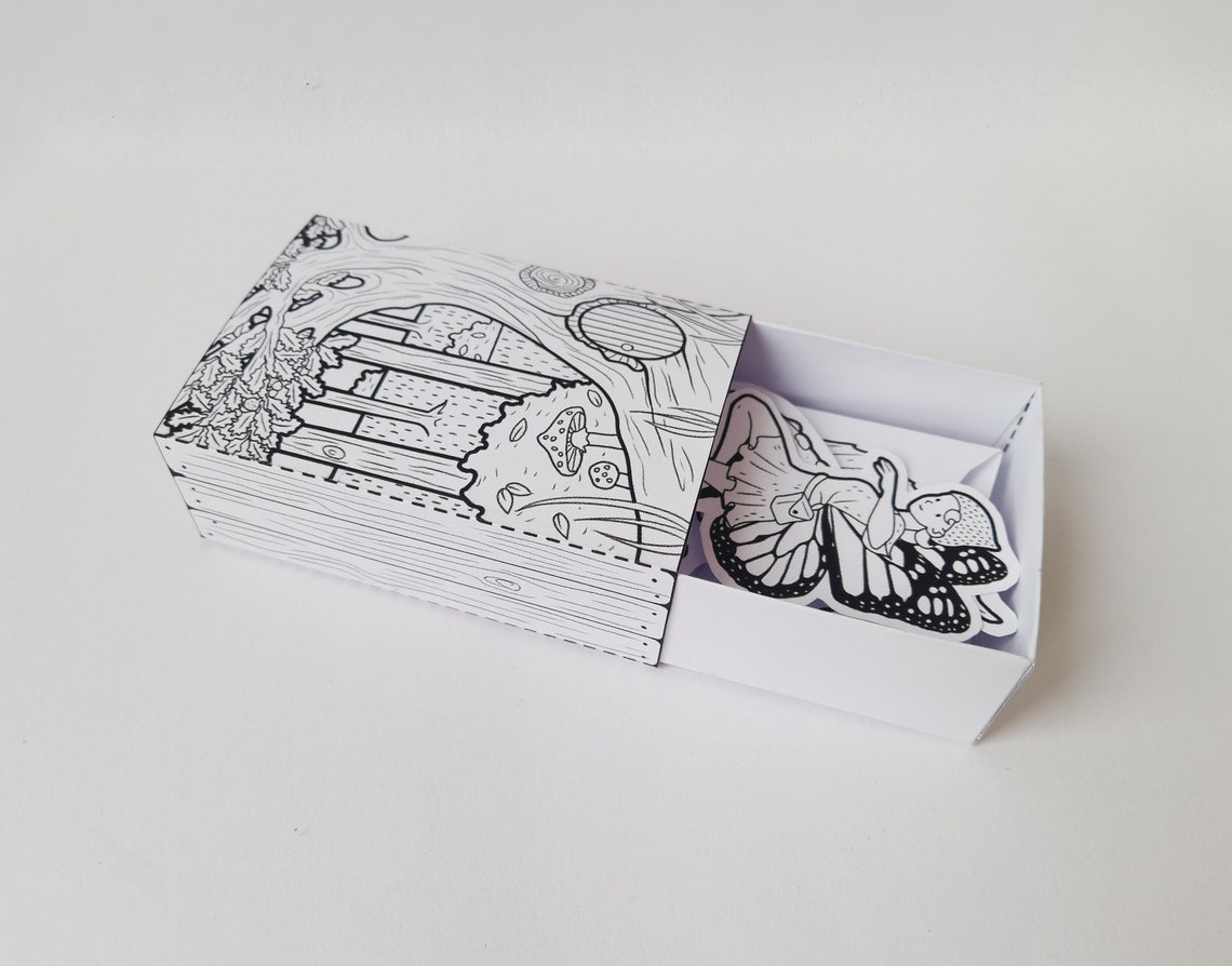 Woodland Fairy Coloring Matchbox Paper Doll Set Printable Instant ...