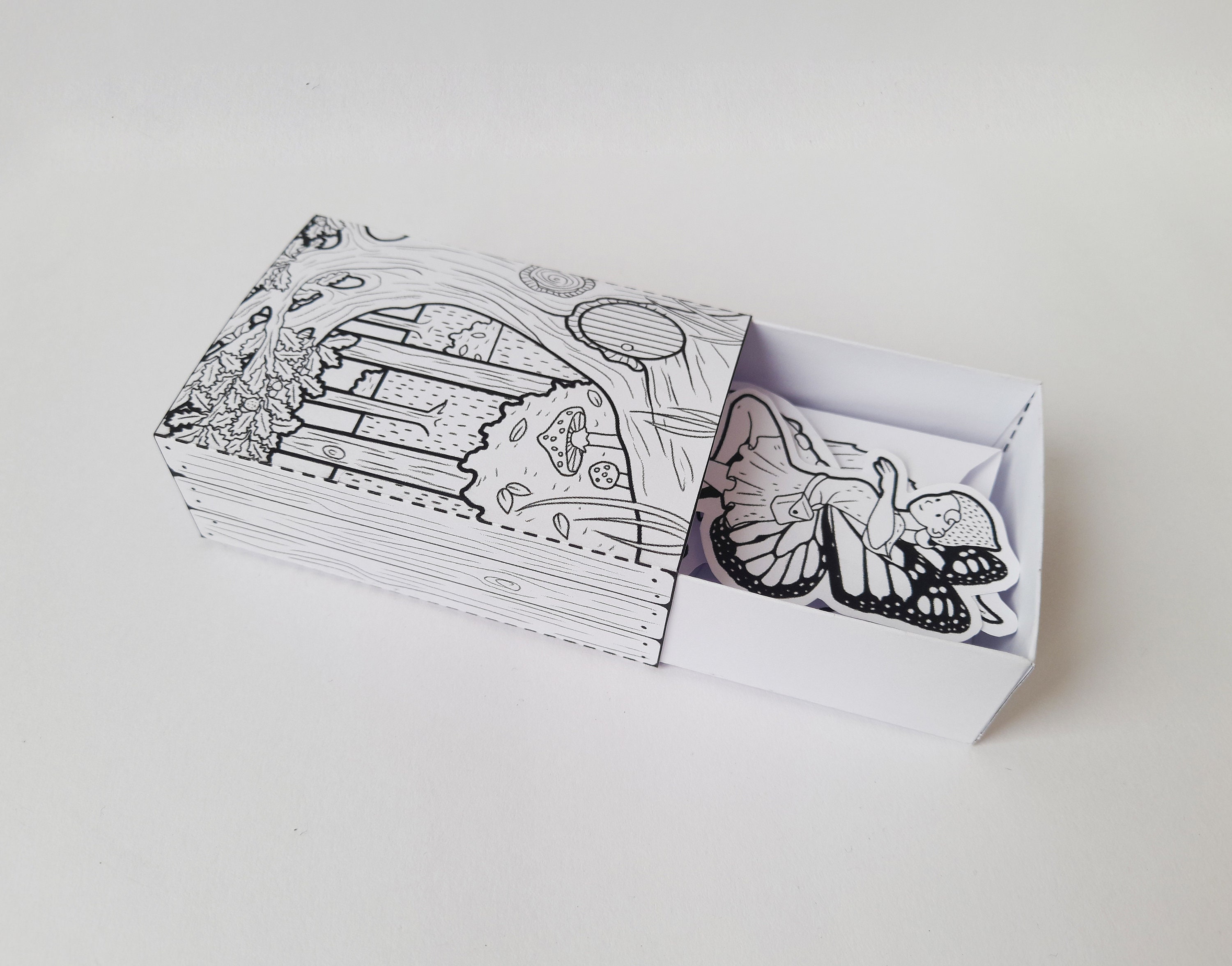 Woodland Fairy Coloring Matchbox Paper Doll Set Printable Instant ...