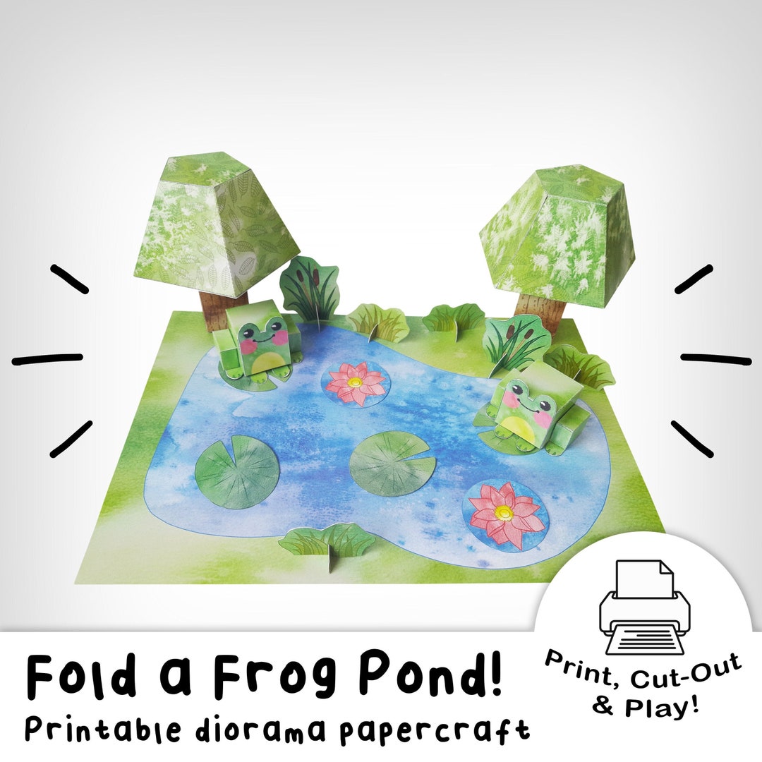 Fold a Frog Pond DIY Paper Craft Project Instant Digital Download Eco ...
