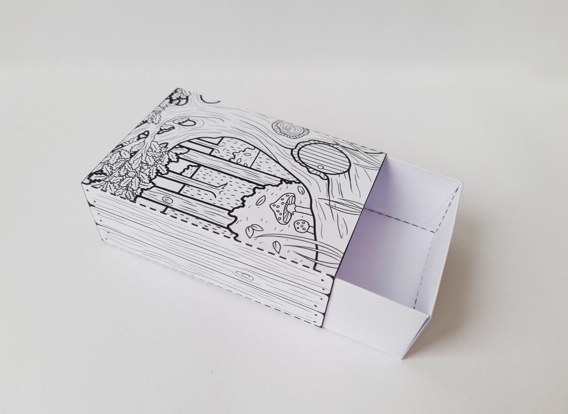 Woodland Fairy Coloring Matchbox Paper Doll Set Printable Instant ...