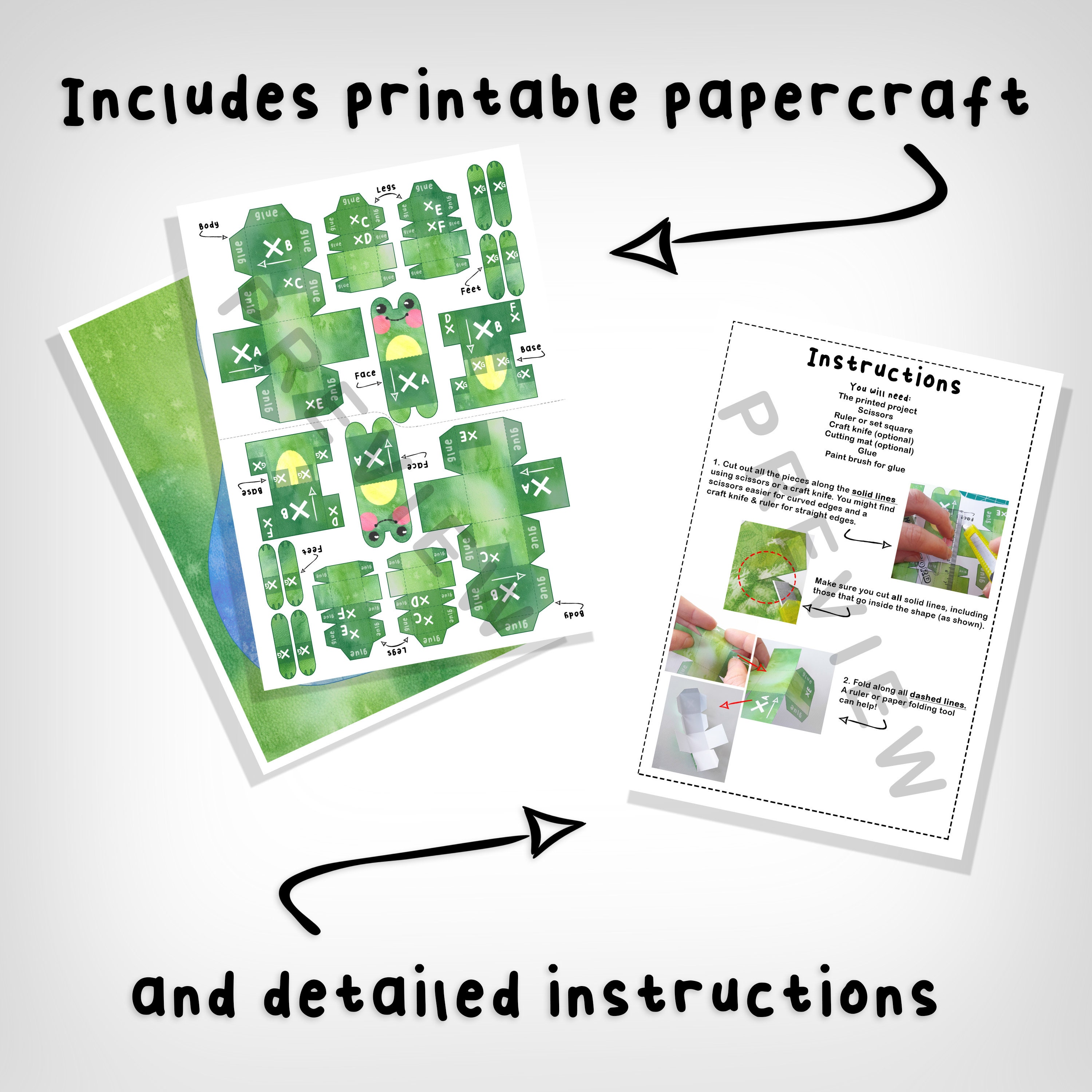 Fold a Frog Pond DIY Paper Craft Project Instant Digital Download Eco ...