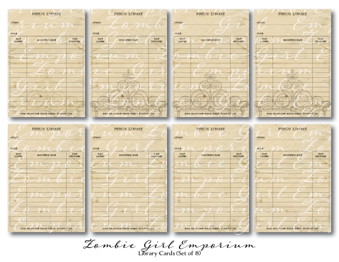 Library Cards, Digital Collage, Collage Cards, Vintage, Ephemera, Junk ...