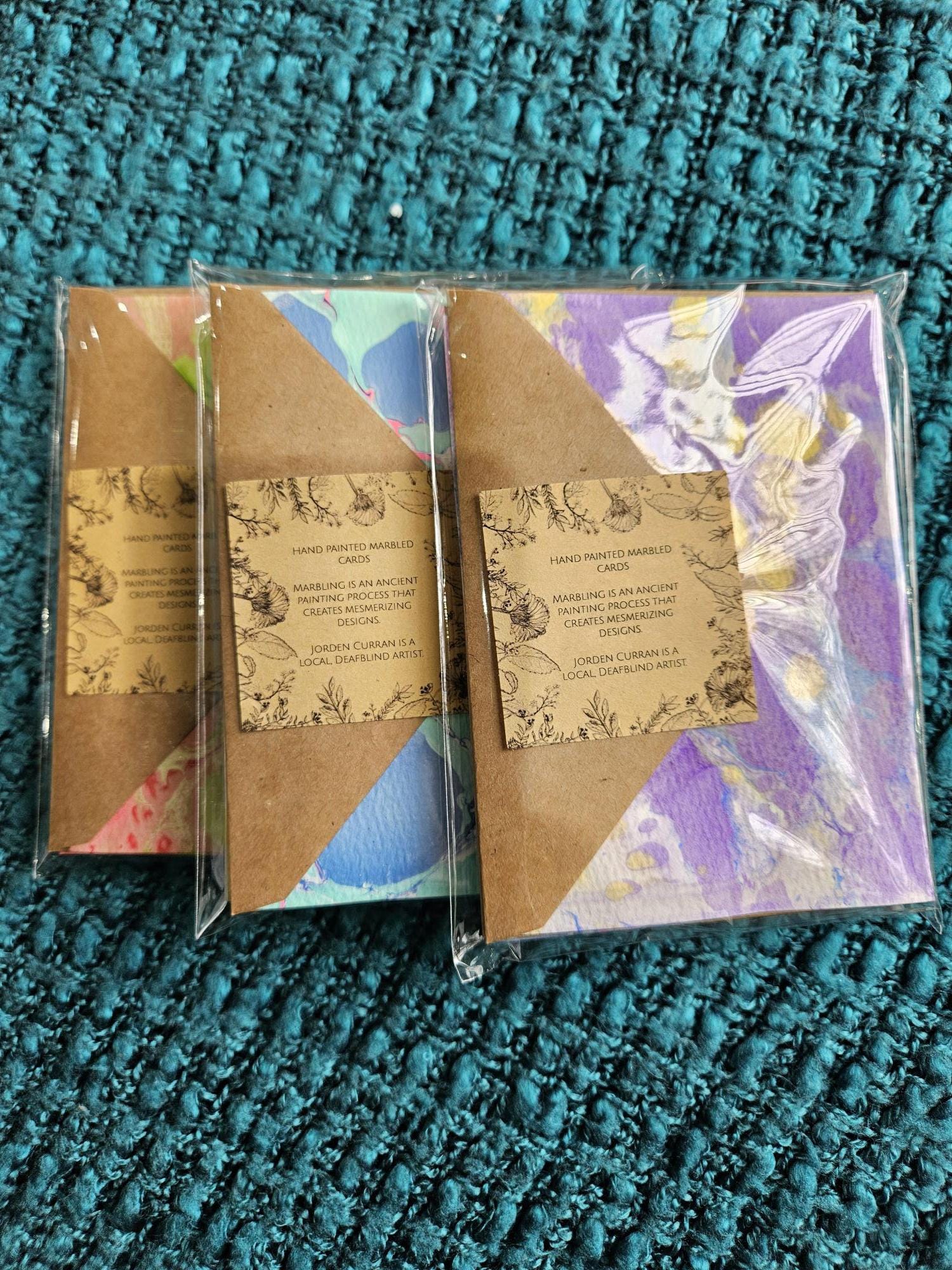 3-pack of 3x5 Unique Hand Painted Marbled Greeting Cards. - Etsy