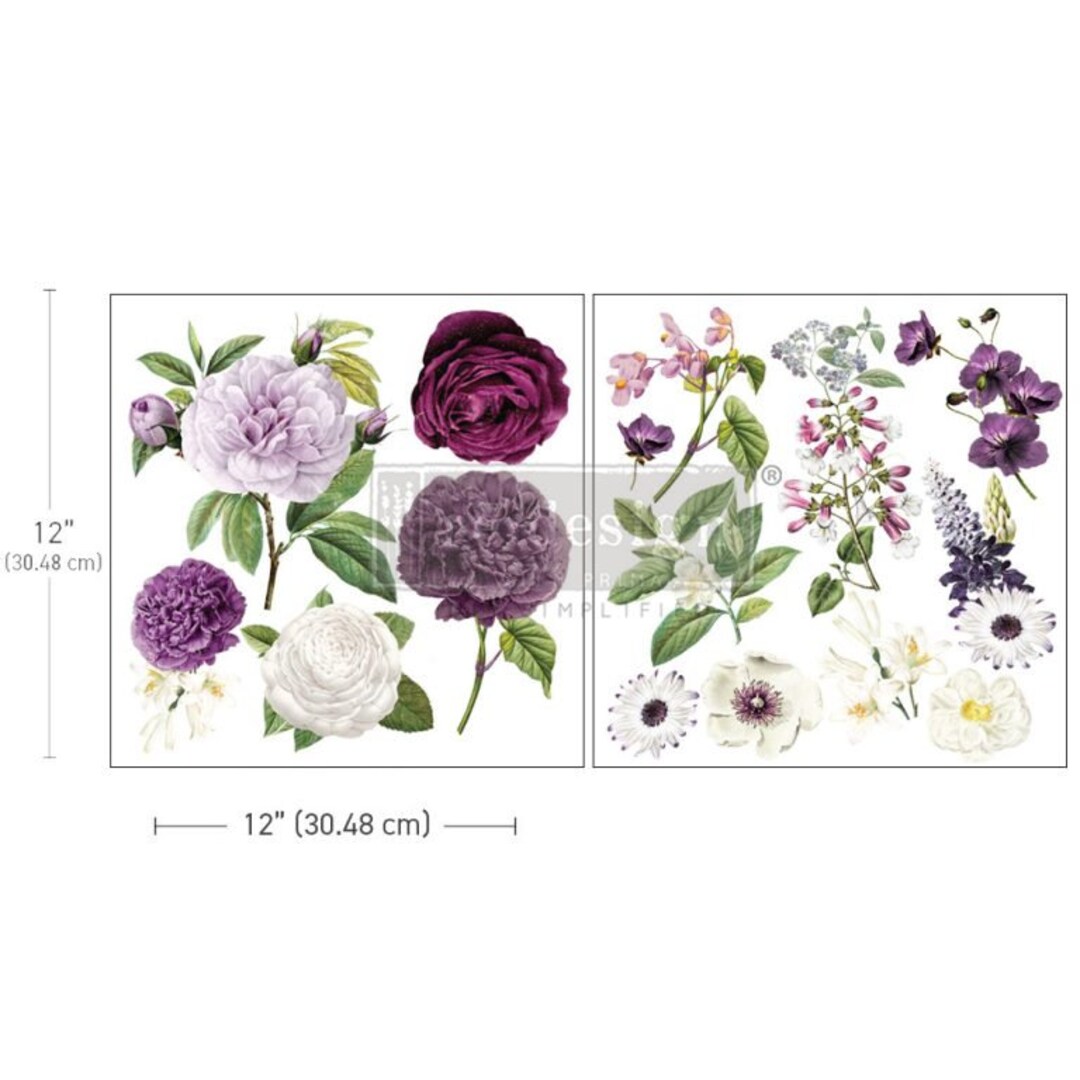 MAJESTIC BLOOMS ~ Redesign With Prima MAXI Transfer! ~ 12" X 12" 2 ...