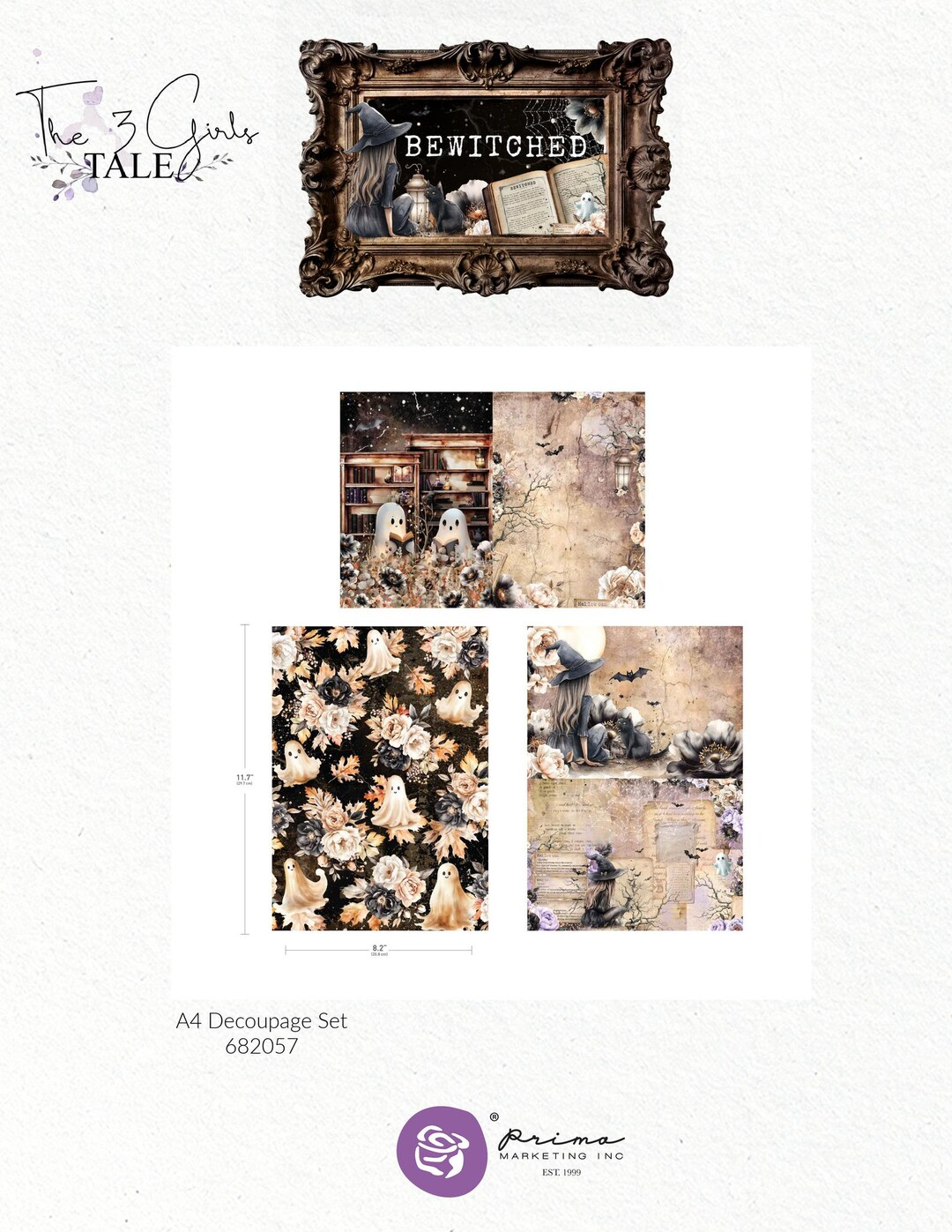 BEWITCHED - A4 Decoupage Paper -the 3 Girls Tale for Prima~ Fall ...