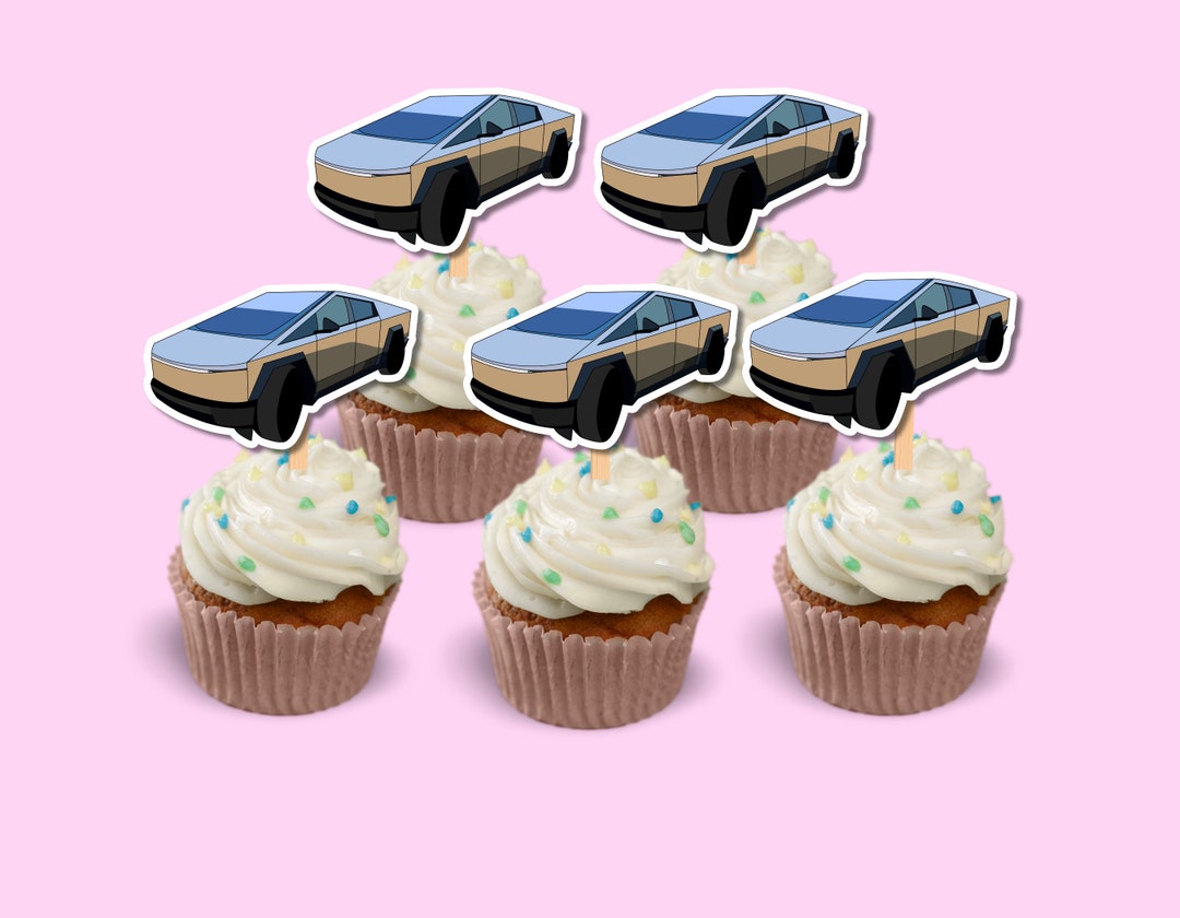 Cybertruck Inspired Cupcake Toppers, Elon Musk Birthday Decorations ...