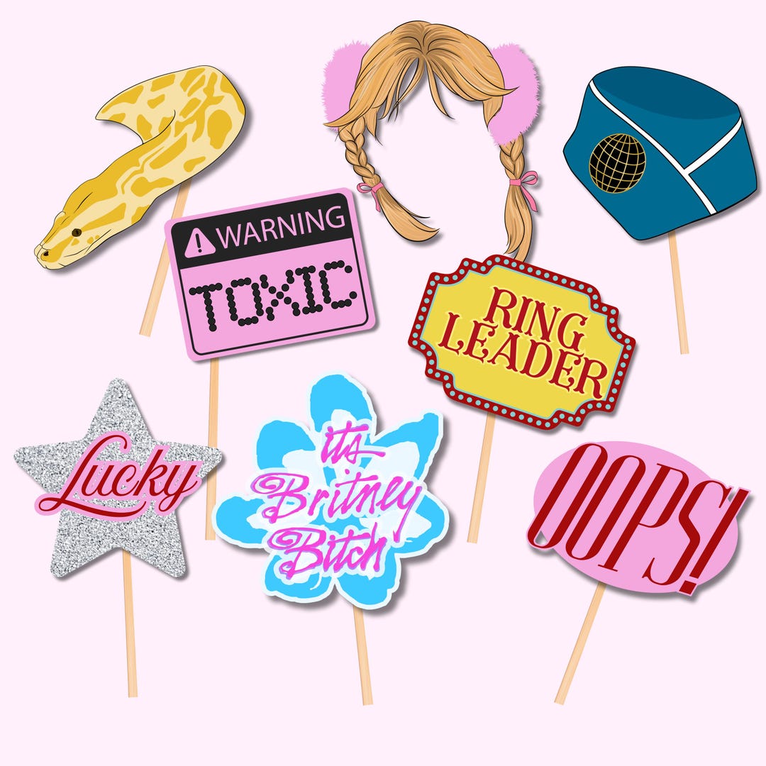 Britney Spears Photo Booth Props Set, Y2K Party Supplies, Oops I Did It ...