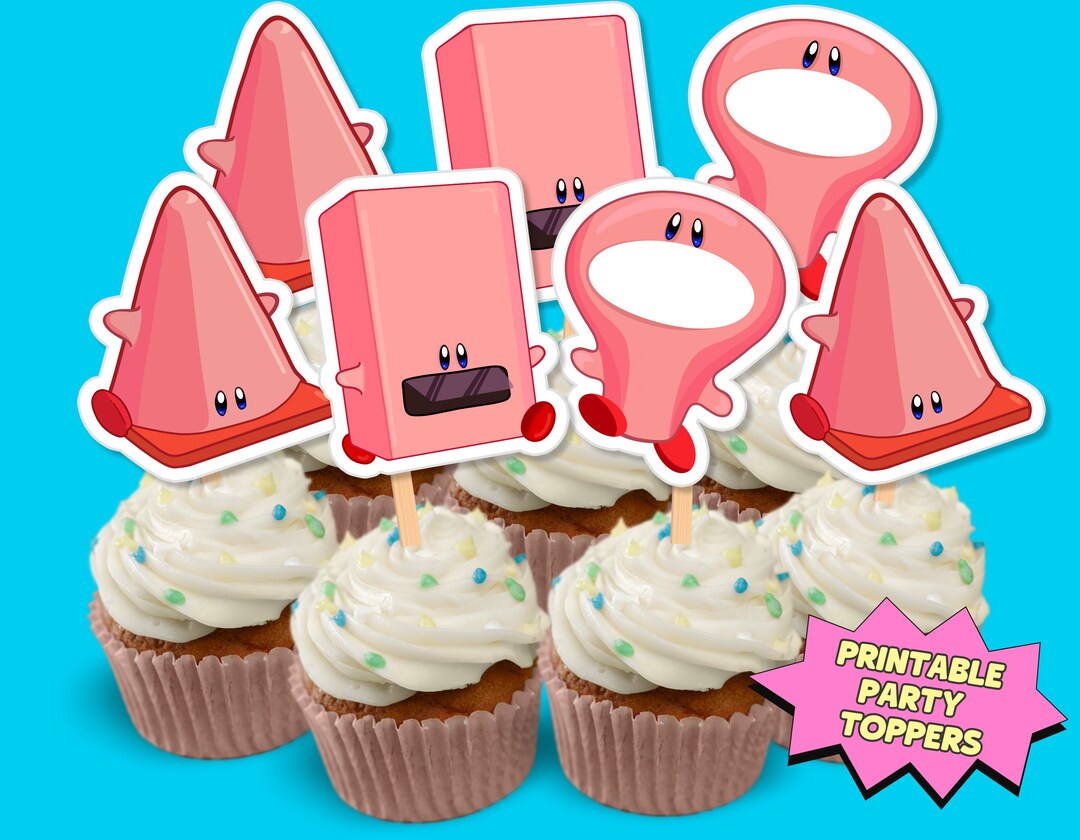 Kirby Printable Party Kirby Cupcake Toppers Digital Download ...