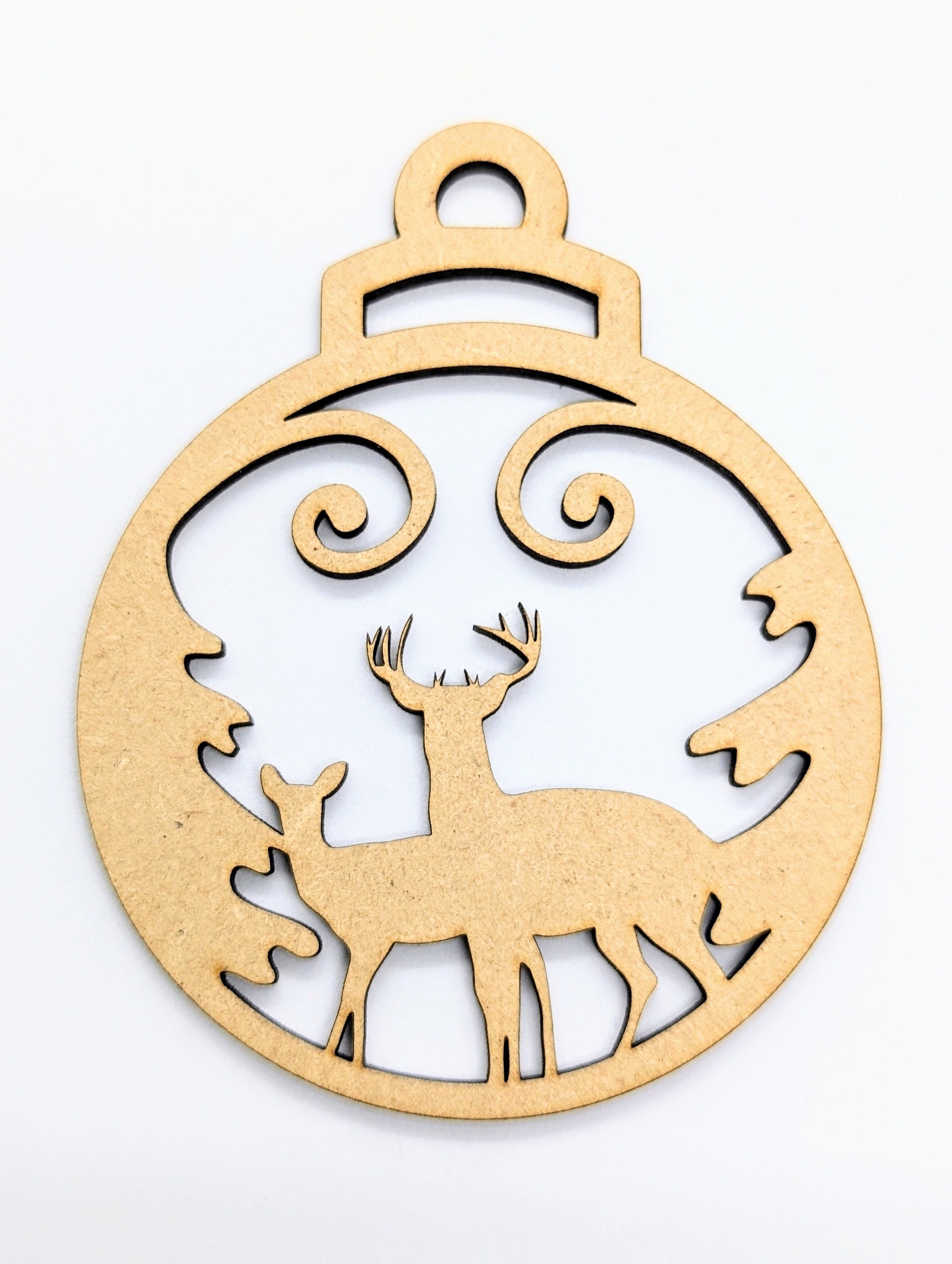 Stag Laser Cut Wooden Bauble 10cm MDF Wooden Ball Gift - Etsy