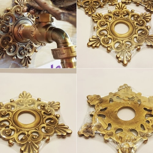 Faucet Brass Garden Hibiscus Base Water Tap Plate Vintage Home - Etsy