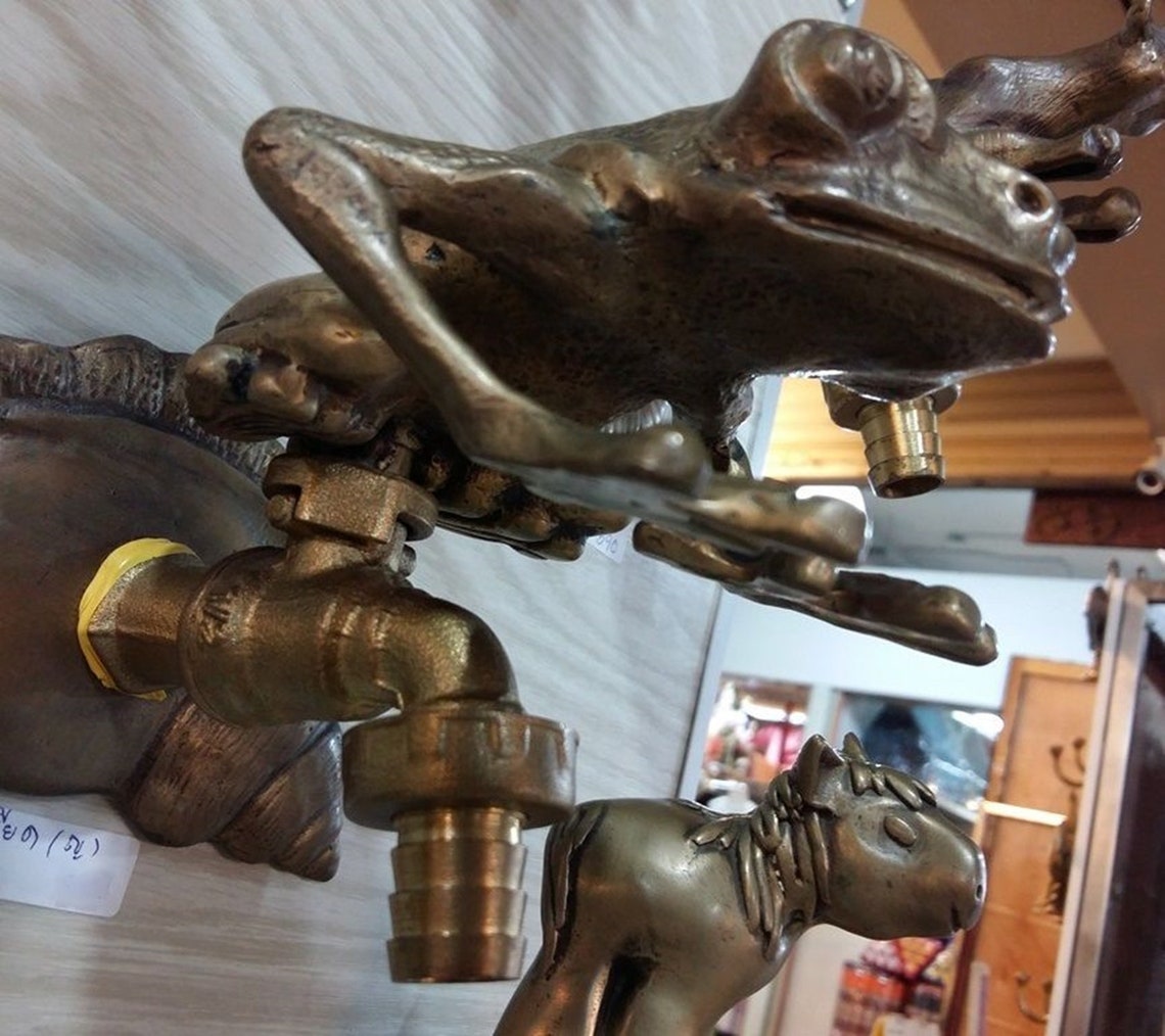 Faucet Water Brass Vintage Big Frog Spigot Tap Garden Home Decor ...