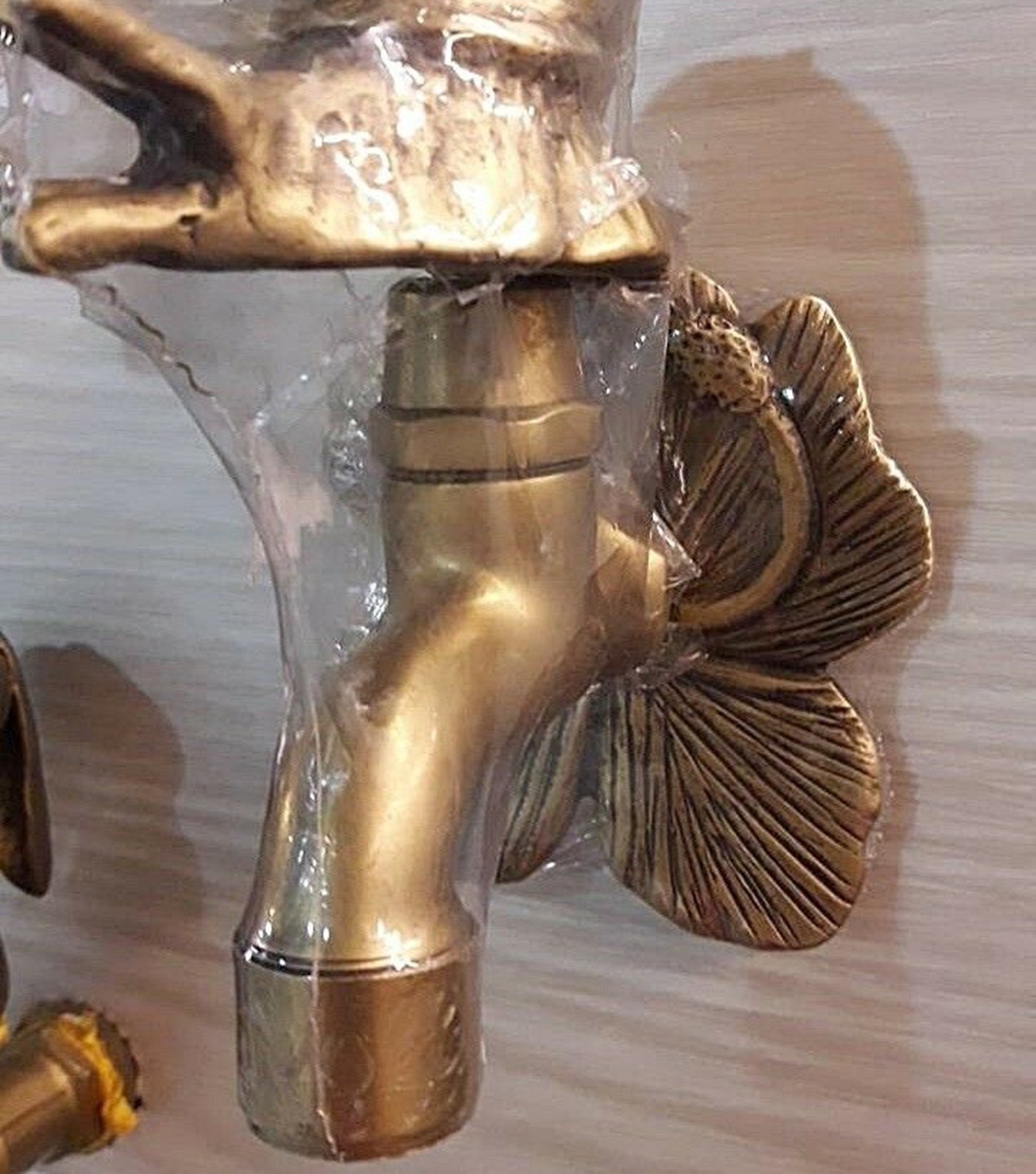 Faucet Brass Garden Hibiscus Base Water Tap Plate Vintage Home Deco ...
