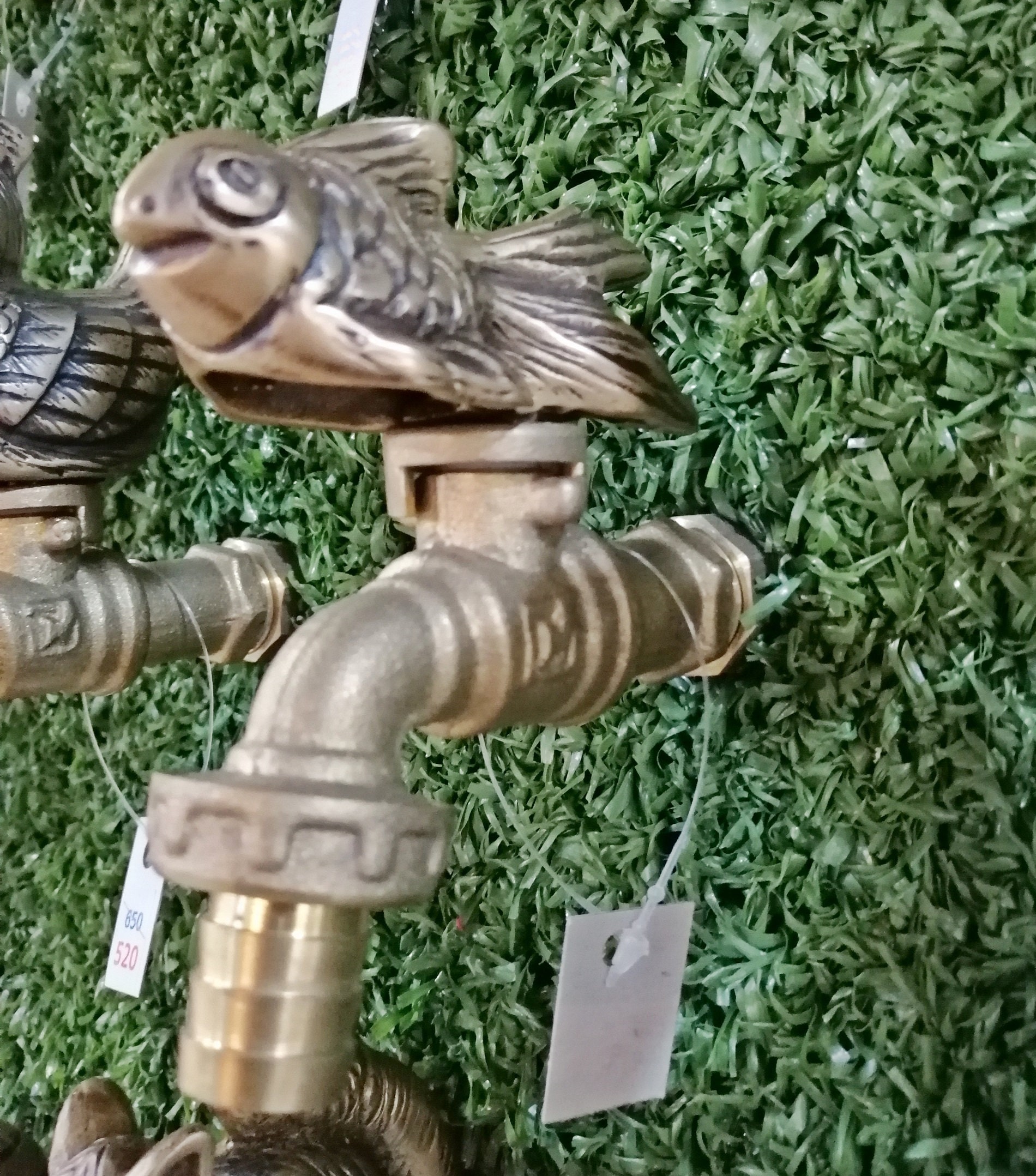 Brass Faucet Water Fish Gold Garden Vintage Tap Home Spigot Yard Decor ...