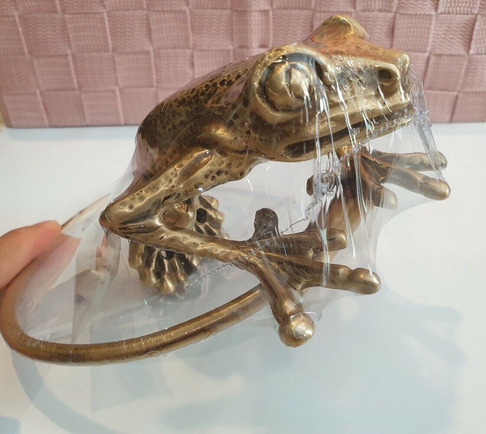 Towel Napkin Ring Big Frog Figurine Brass Bathroom Toilet Wall Hang ...