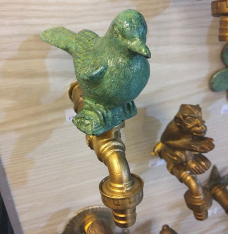 Bird Green Faucet Water Brass Vintage Spigot 1/2" Garden Lawn Home ...
