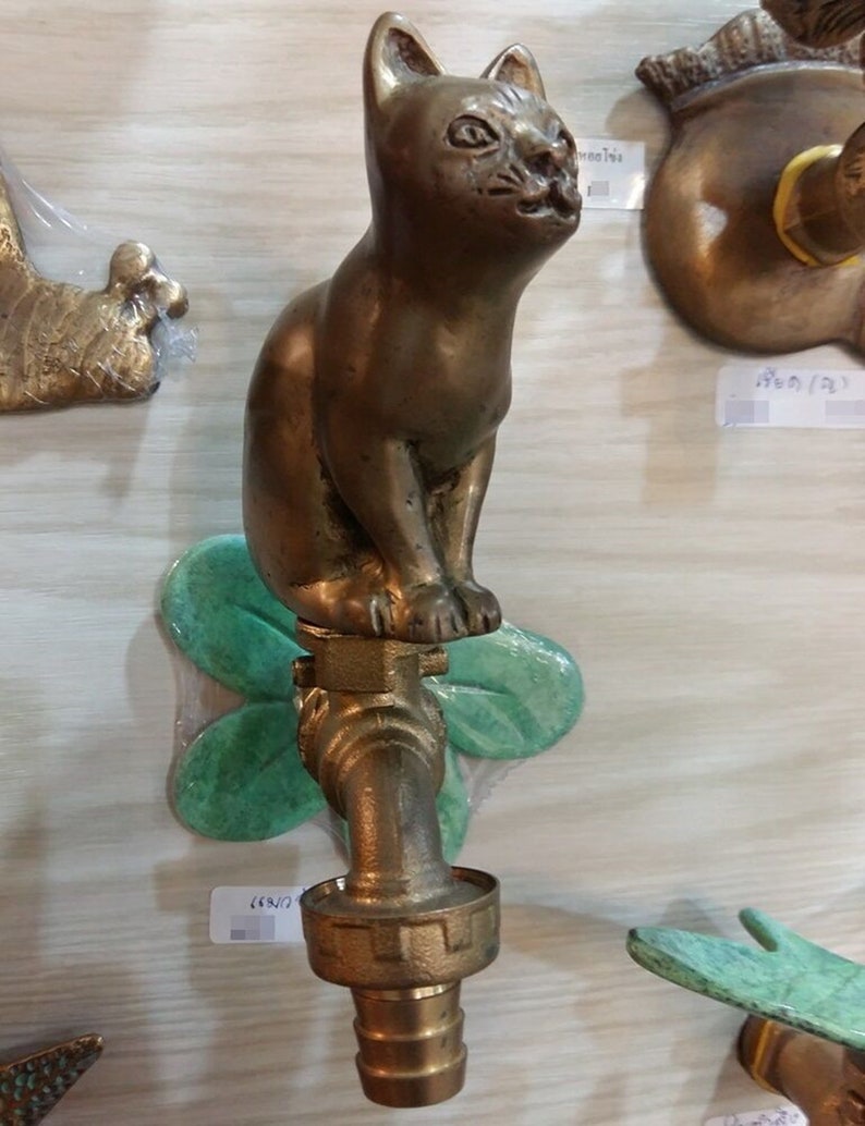 Faucet Water Brass Cat Spigot Vintage Garden Outdoor Tap 1/2" Home Yard ...