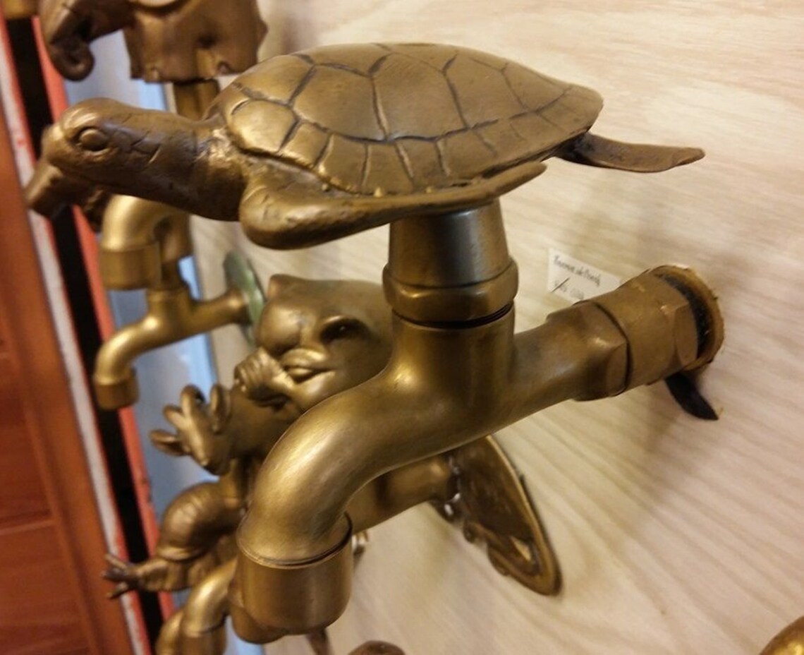 Faucet Water Brass Turtle Vintage Handle Spigot Sink Kitchen | Etsy