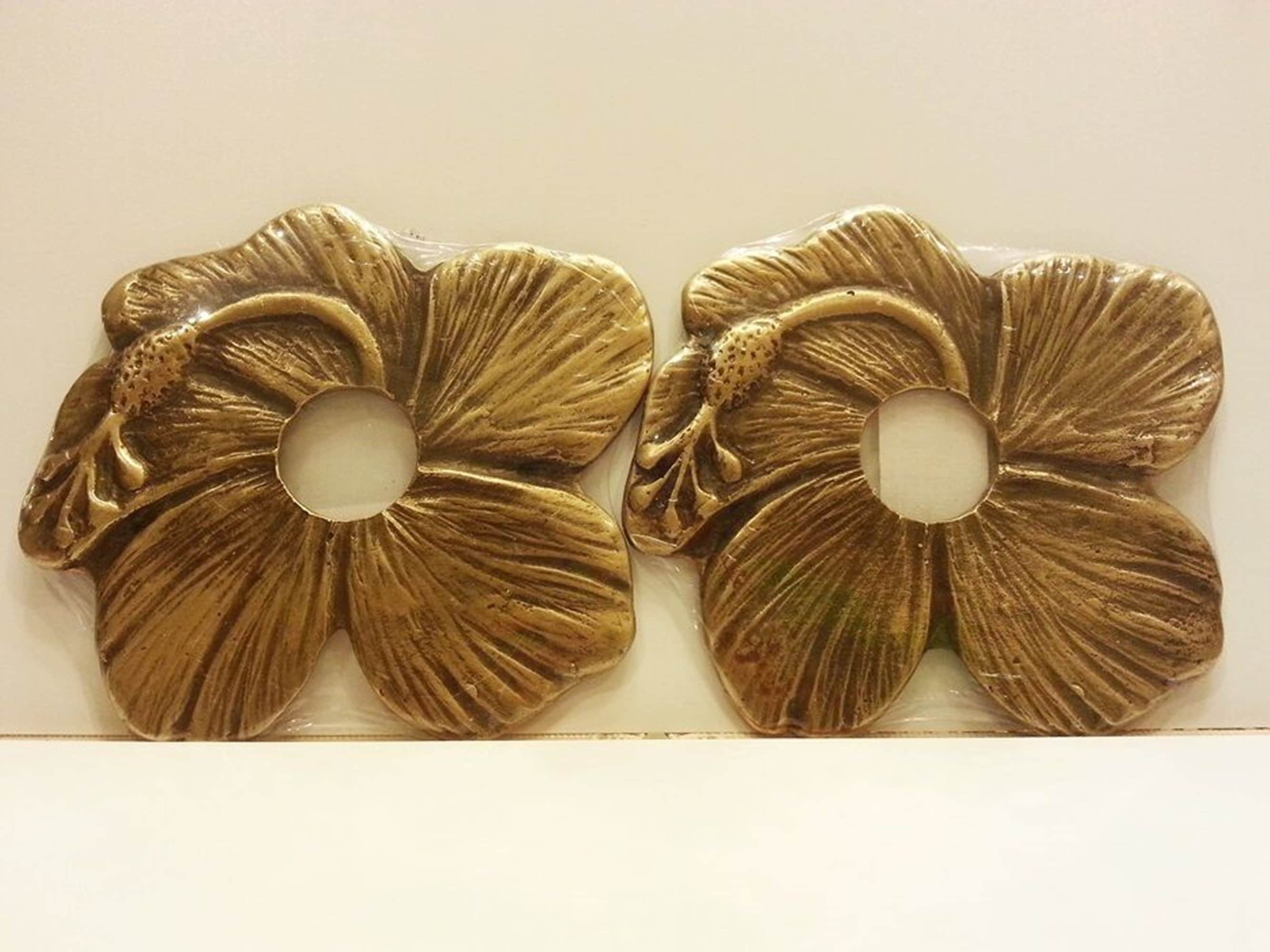 Faucet Brass Garden Hibiscus Base Water Tap Plate Vintage Home Deco ...