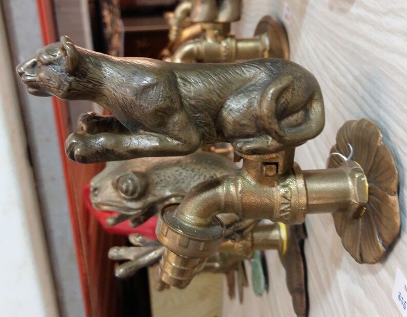 Faucet Water Spigot Tiger Brass Vintage Garden Decor Handle 1/2 Tap ...