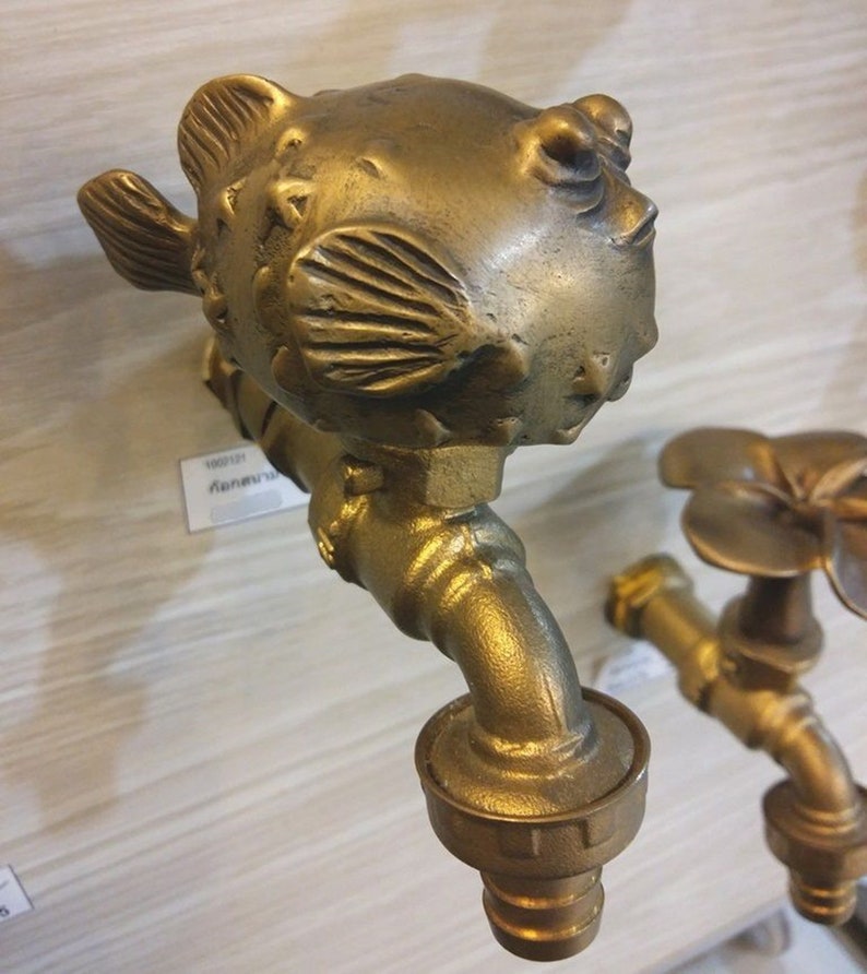 Puffer Fish Faucet Water Brass Vintage Spigot 1/2" Garden Tap Home ...