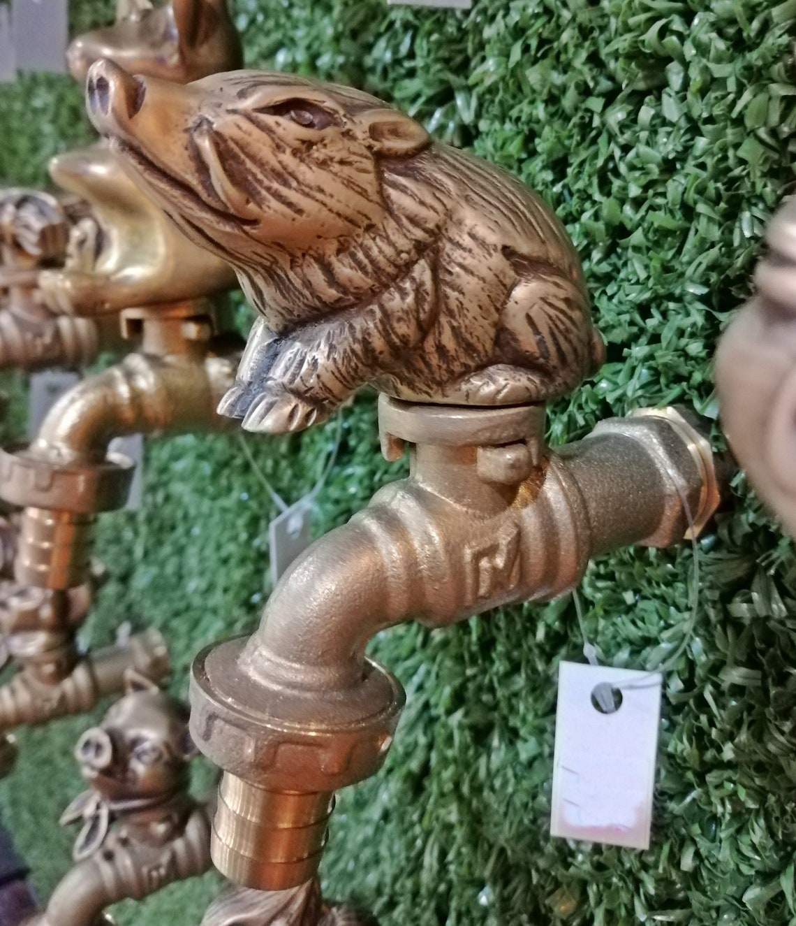 Faucet Brass Vintage Wild Pig Boar Garden Tap Water Spigot Home Decor ...