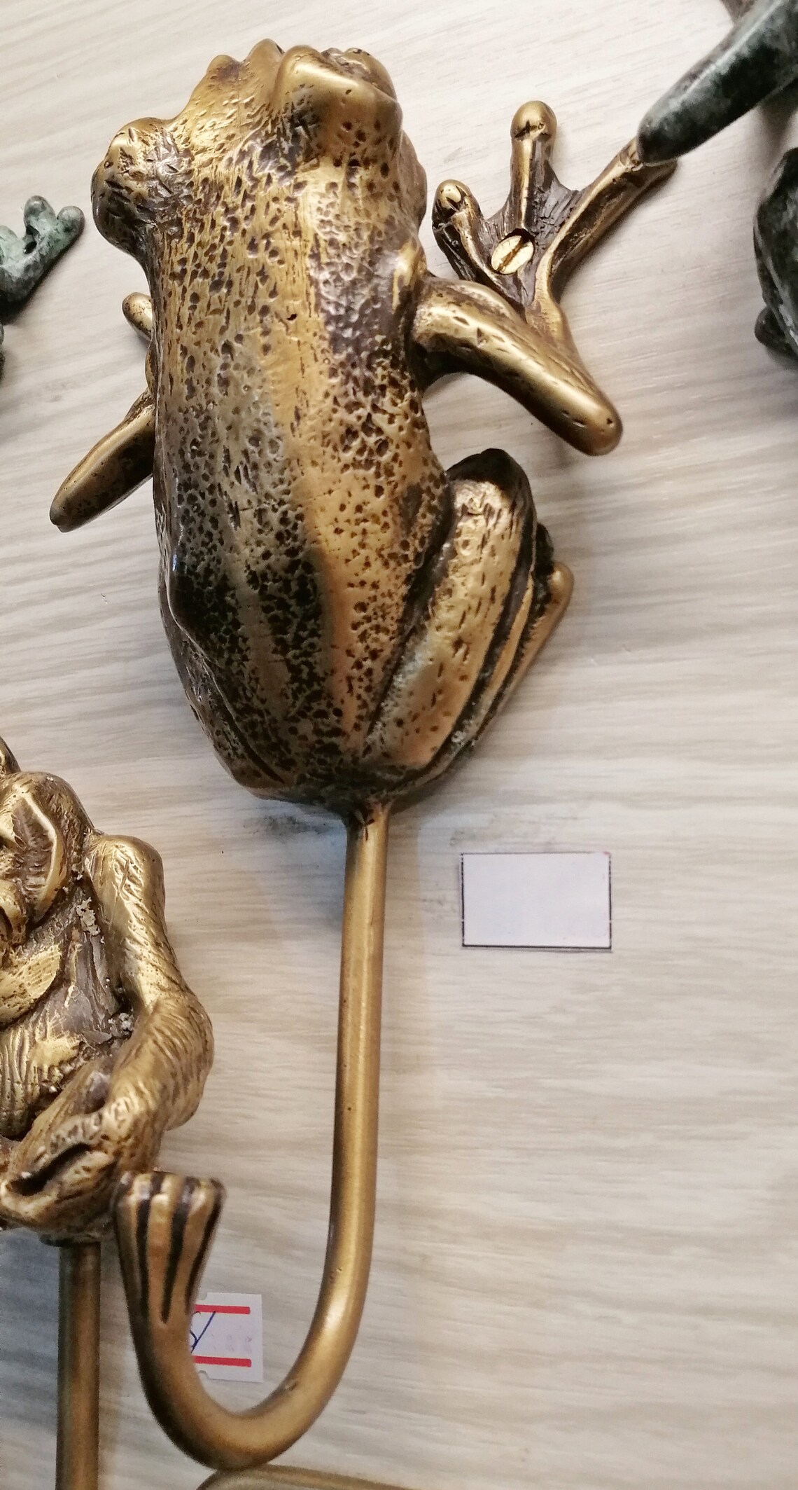 Big Frog Figurine Brass Vintage Hook Hanger Hat Coat Wall Mounted Home ...