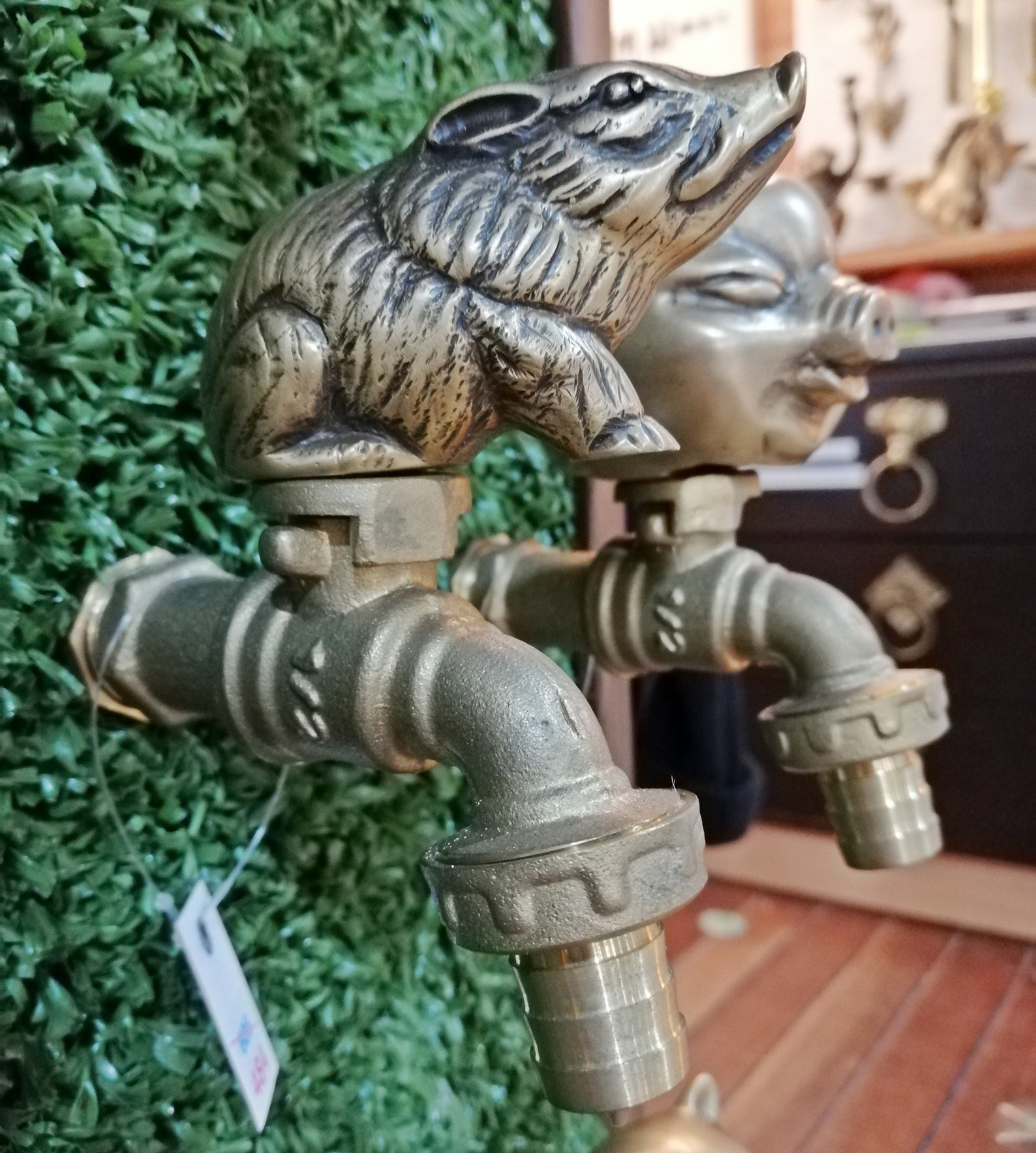 Faucet Brass Vintage Wild Pig Boar Garden Tap Water Spigot Home Decor ...