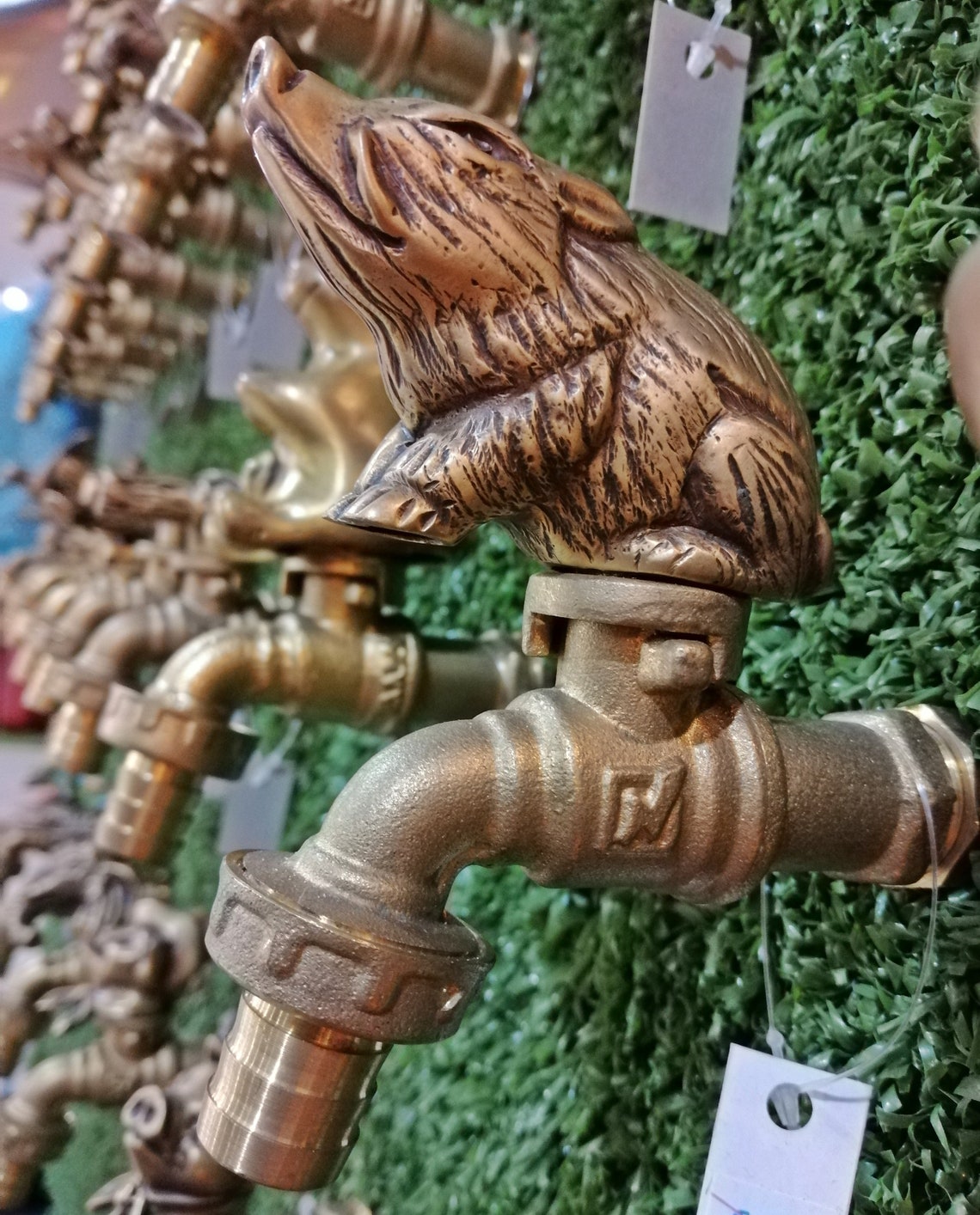 Faucet Brass Vintage Wild Pig Boar Garden Tap Water Spigot Home Decor ...