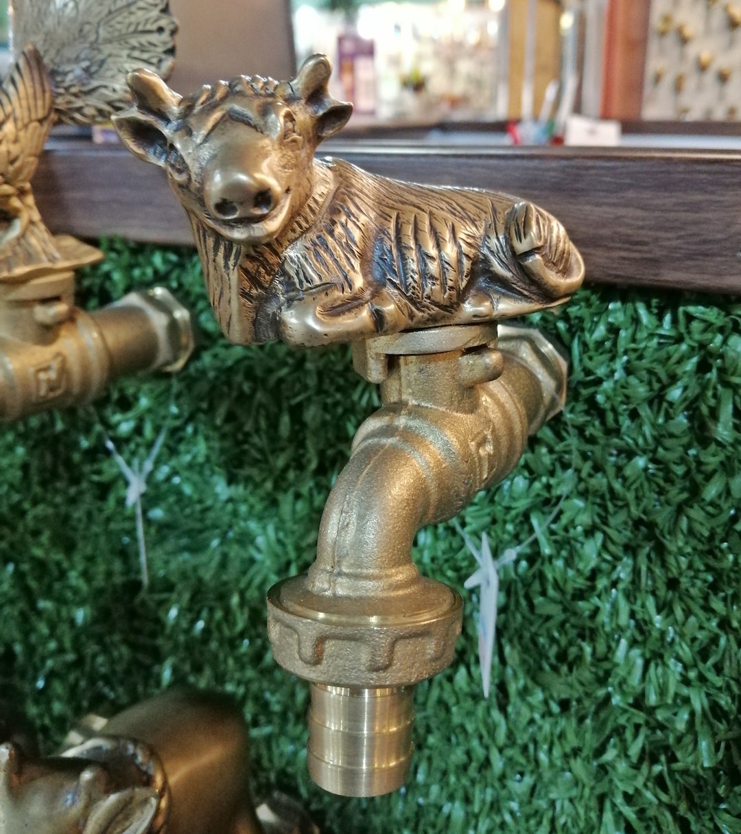 Faucet Brass Vintage Cow Spigot Tap Water Yard Garden Home Decor Living ...