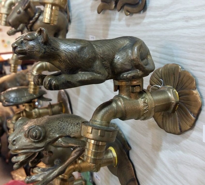 Faucet Water Spigot Tiger Brass Vintage Garden Decor Handle - Etsy