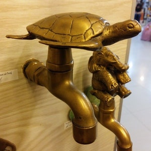 Faucet Water Brass Turtle Vintage Handle Spigot Sink Kitchen Decor Wash ...