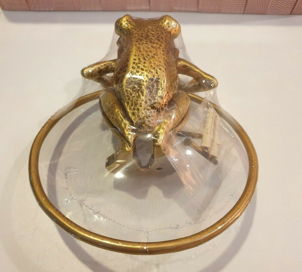 Towel Napkin Ring Big Frog Figurine Brass Bathroom Toilet Wall Hang ...