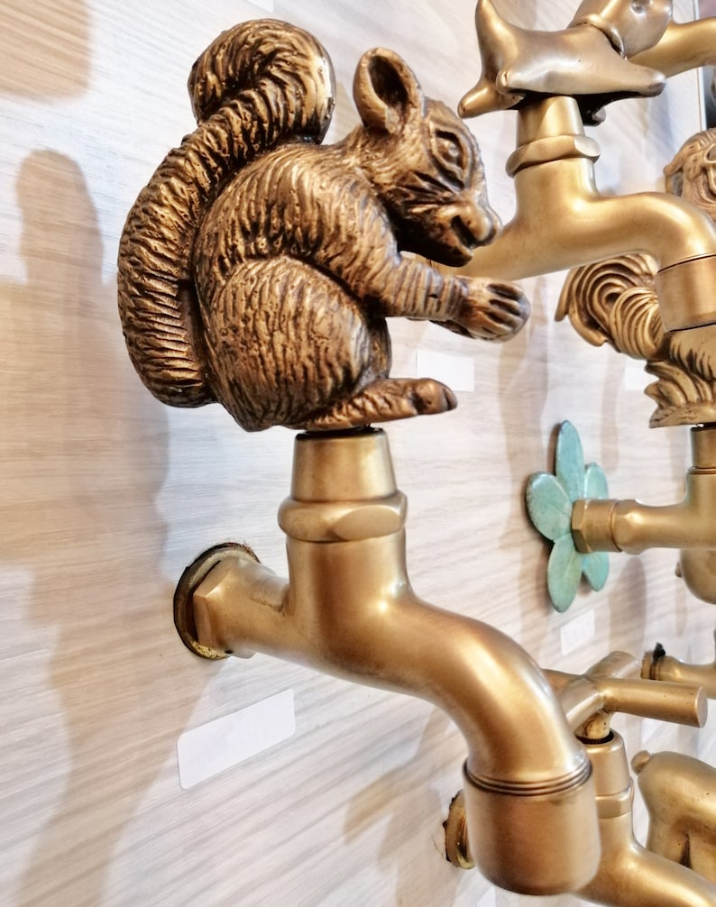 Tap Squirrel Spigot Vintage Brass Basin Sink Faucet Water Home Decor ...
