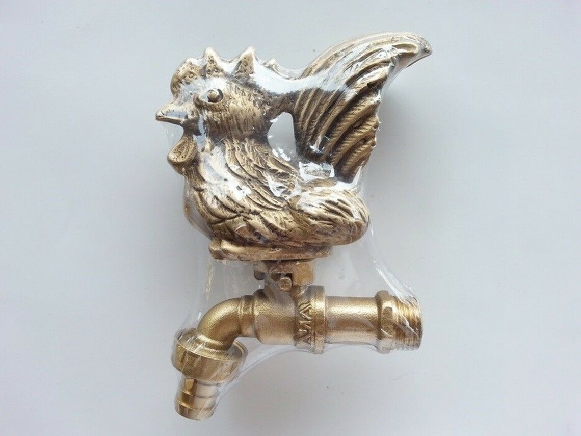 Chicken Faucet Water Brass Vintage Garden Spigot Tap Home Decor Outdoor ...