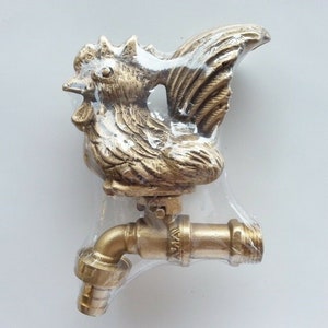Chicken Faucet Water Brass Vintage Garden Spigot Tap Home Decor Outdoor ...