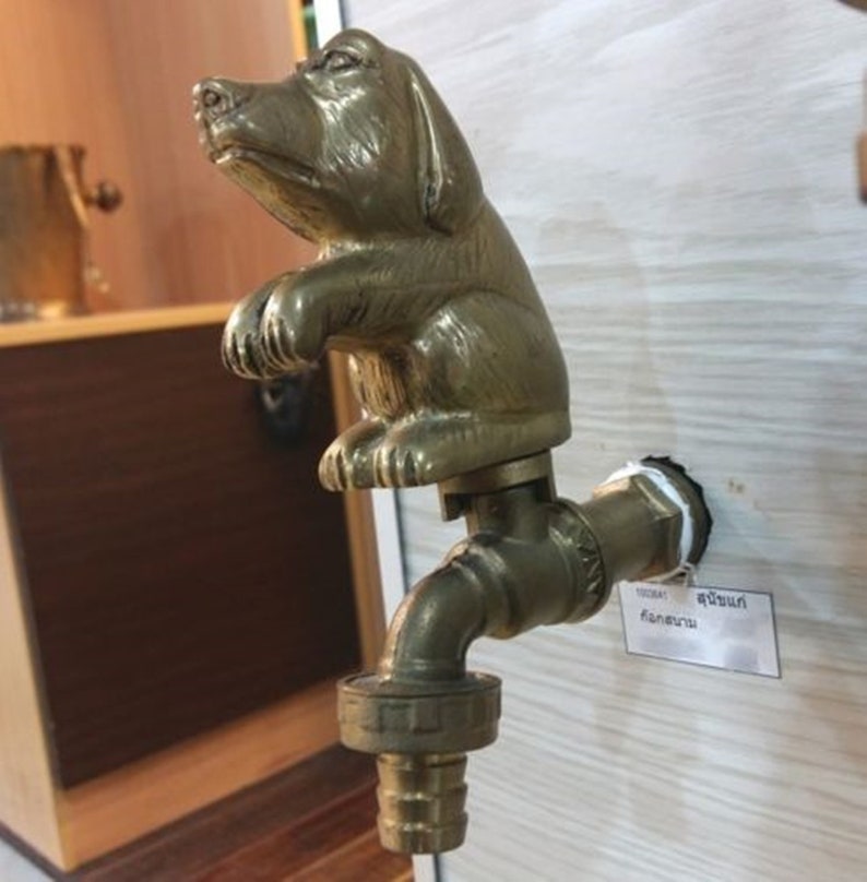 Faucet Yard Vintage Garden Brass Dog Spigot Tap Water Home Decor Living ...