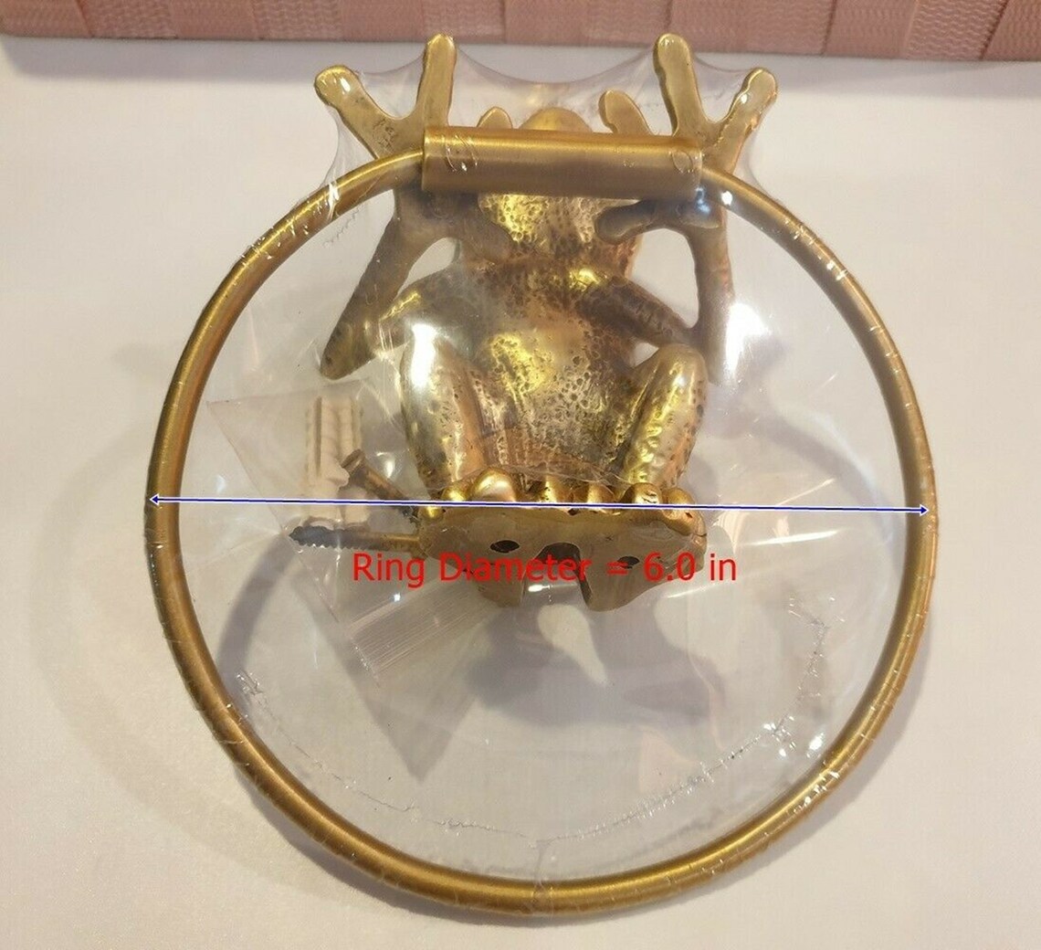 Towel Napkin Ring Big Frog Figurine Brass Bathroom Toilet Wall Hang ...