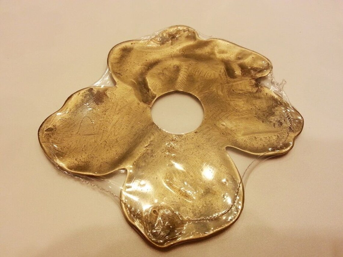Faucet Brass Garden Hibiscus Base Water Tap Plate Vintage Home Deco ...