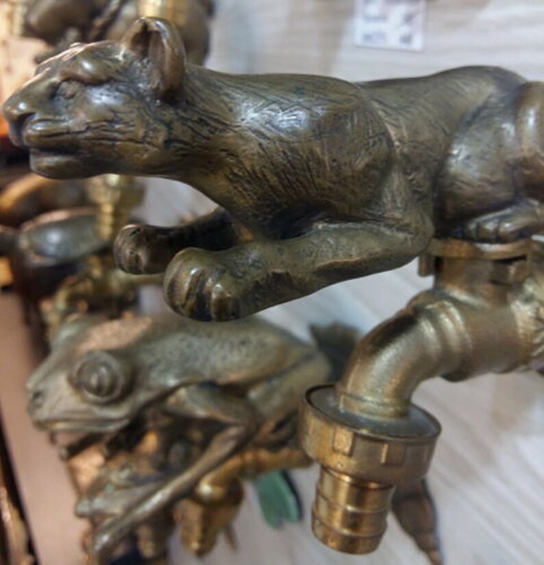 Faucet Water Spigot Tiger Brass Vintage Garden Decor Handle 1/2 Tap ...