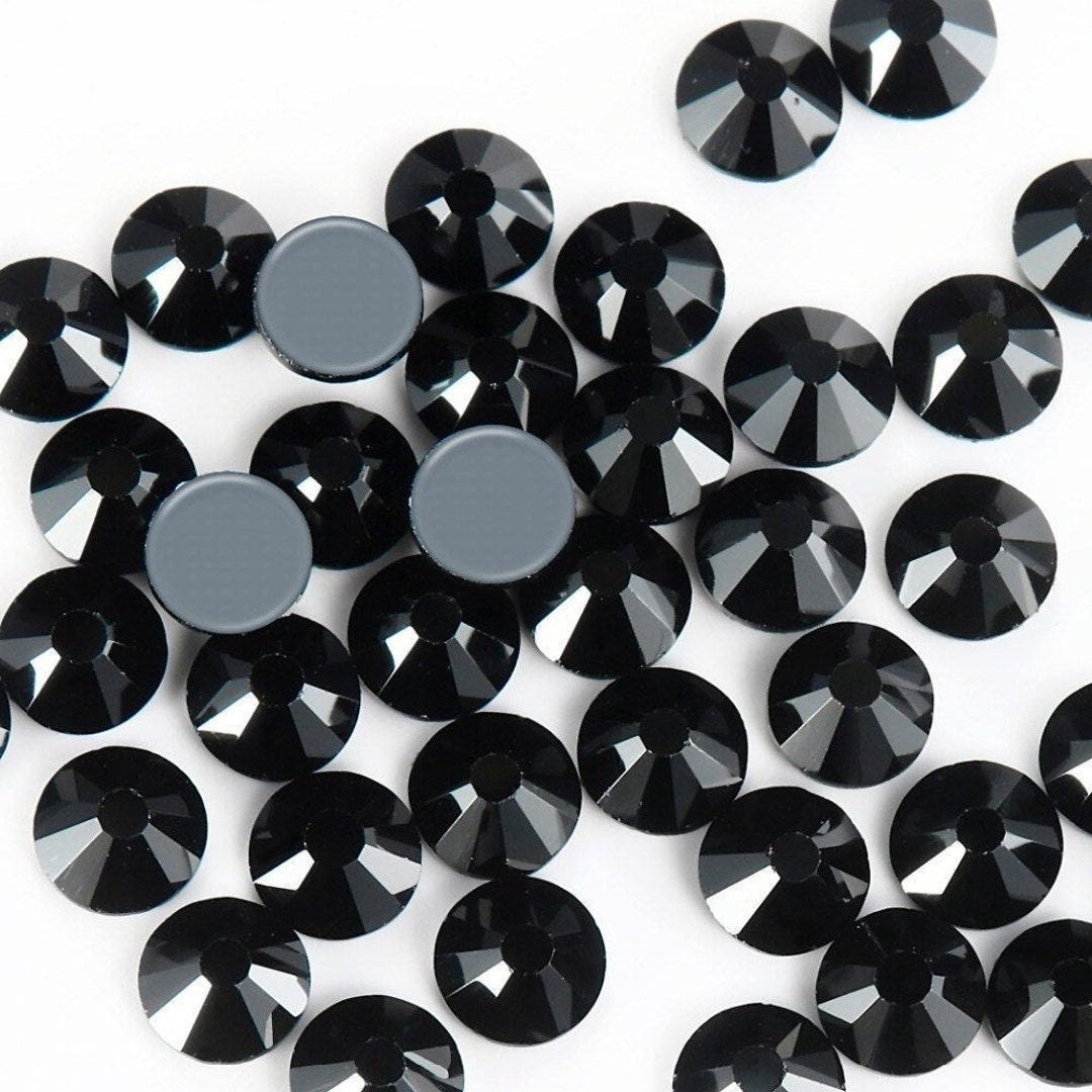 Jet Black Rhinestones High Quality - GLASS- Hotfix - Ss16 - Ss20 - Ss30 ...